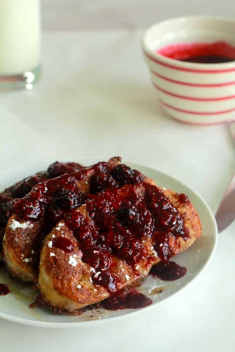 Ciabatta French Toast with Raspberry Preserves - Half Baked Harvest