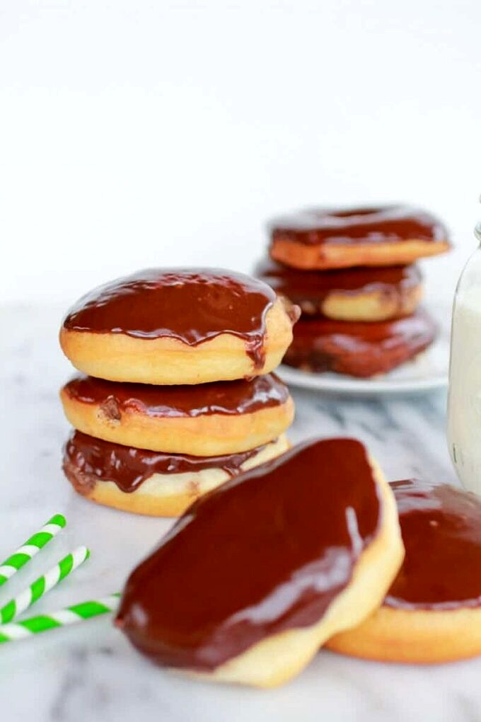 Chocolate Irish Cream Filled Donuts - Half Baked Harvest
