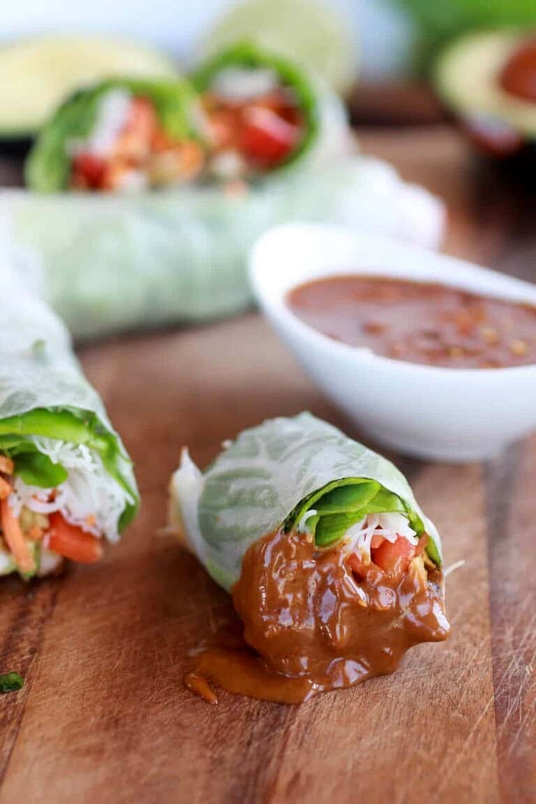Non-Fried Springs Rolls with Vietnamese Chicken and Avocados - Half ...