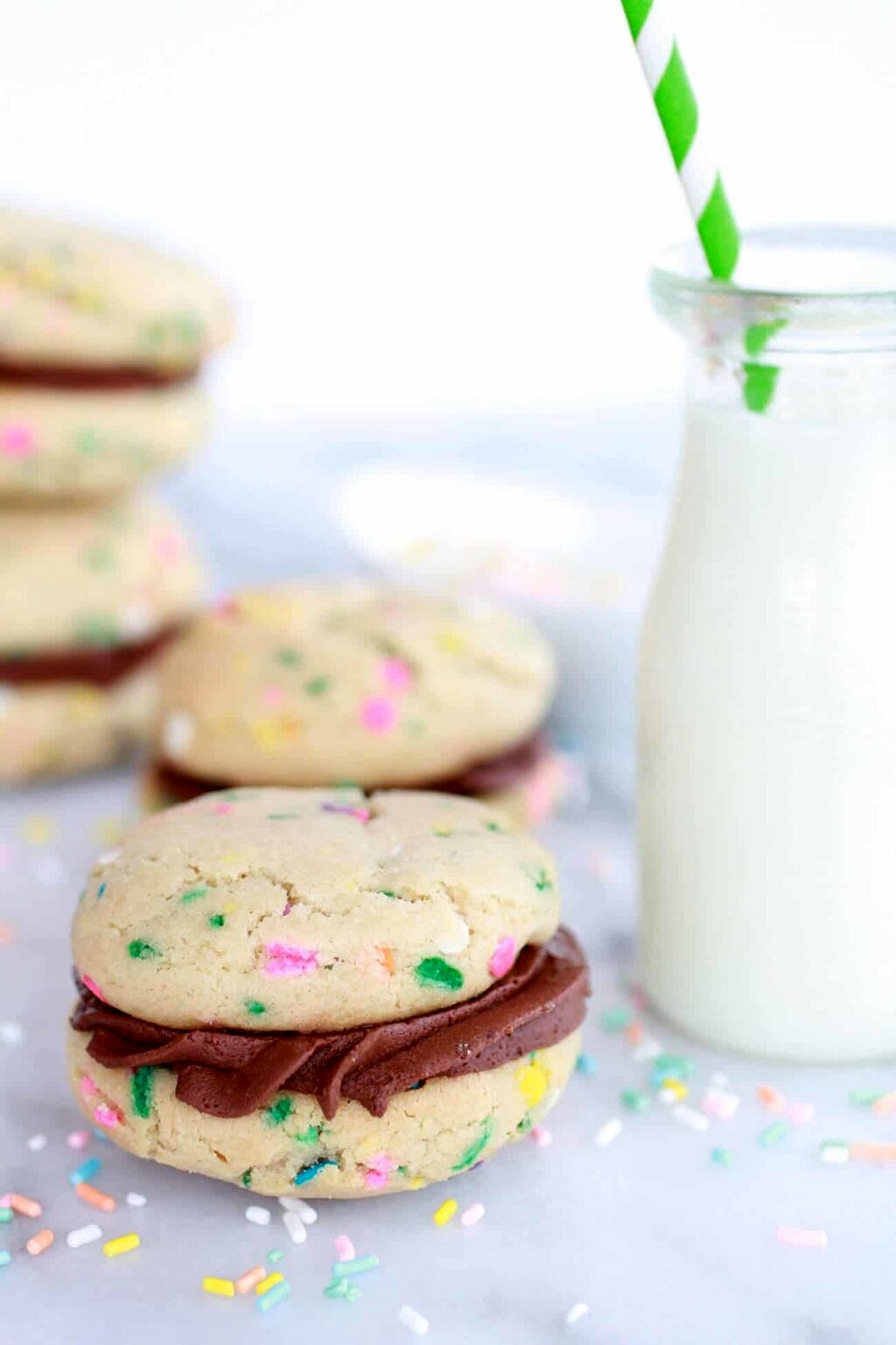 Homemade Funfetti Sandwich Cookies with Chocolate Ganache Frosting ...