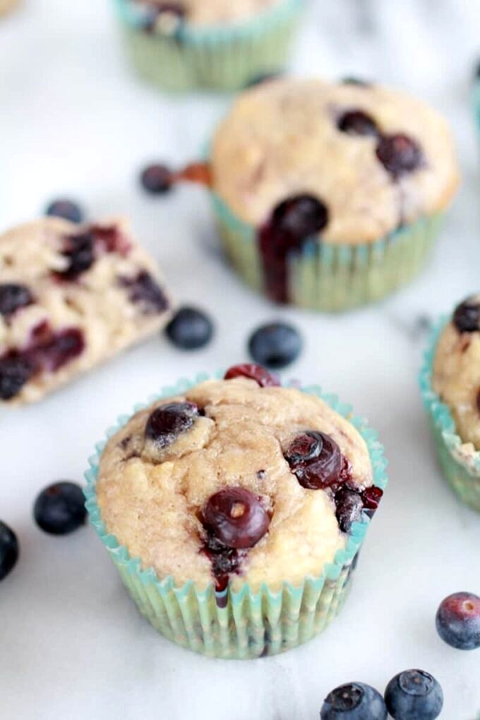 Whole Wheat Caramelized Blueberry Loaded Muffins. - Half Baked Harvest