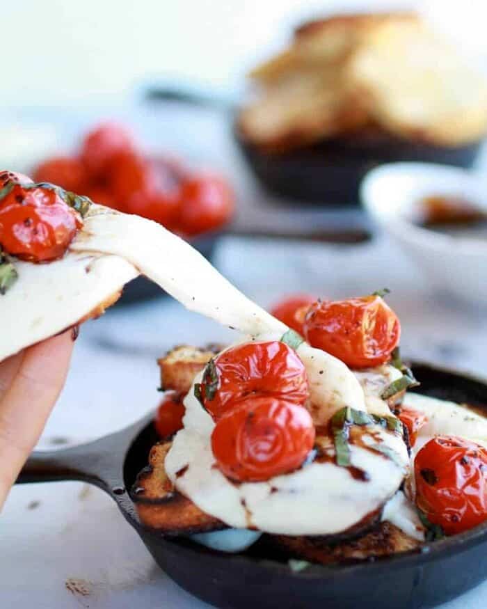 Blistered Tomato Grilled Toast Caprese Nachos with Balsamic Glaze ...
