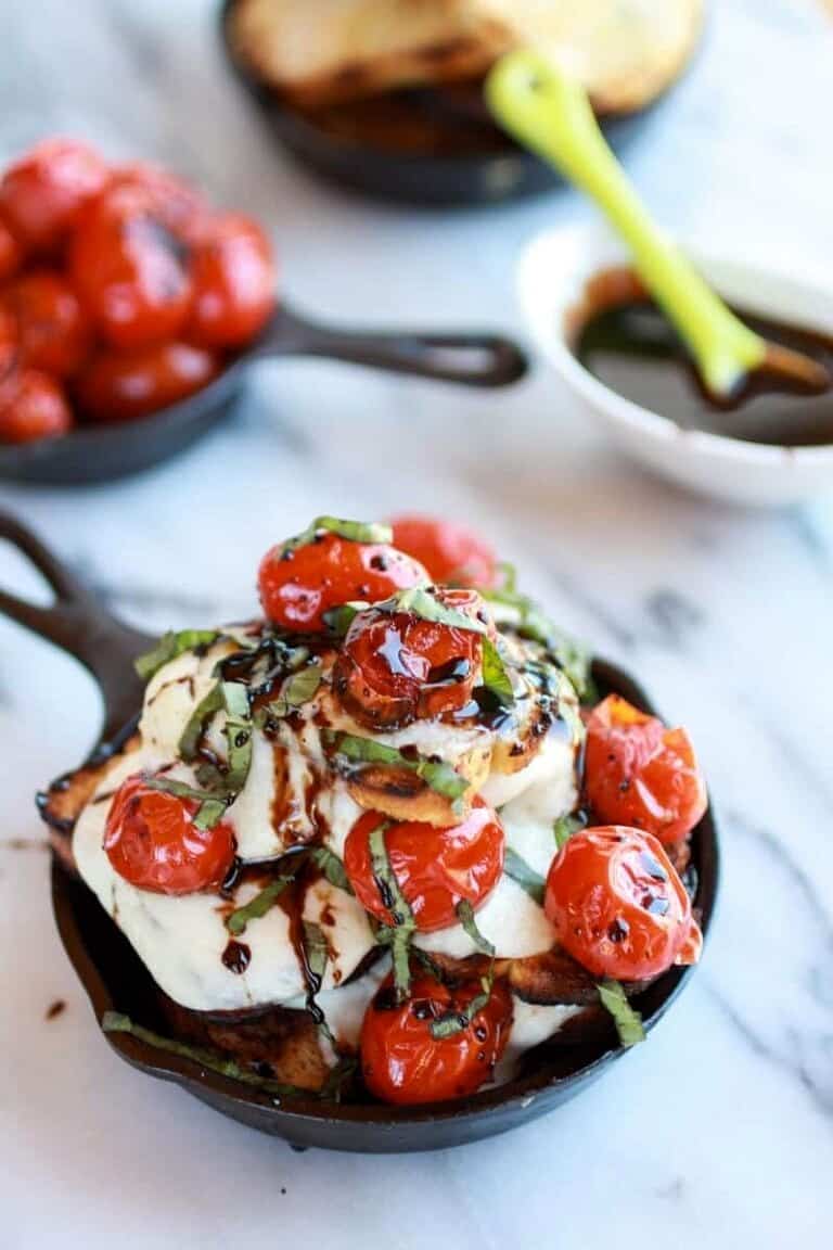 Blistered Tomato Grilled Toast Caprese Nachos with Balsamic Glaze ...