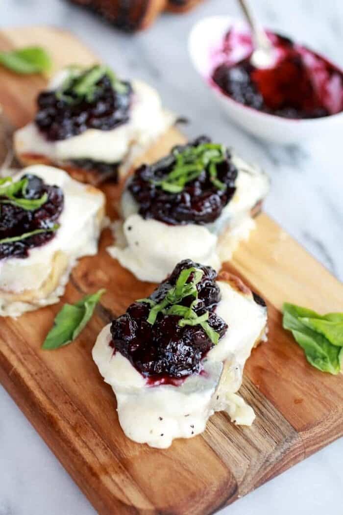 Blueberry Basil Balsamic Mozzarella Crisps - Half Baked Harvest