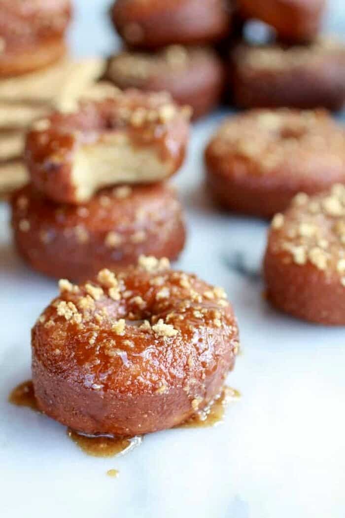 Mini Brown Sugar Glazed Graham Cracker Doughnuts - Half Baked Harvest