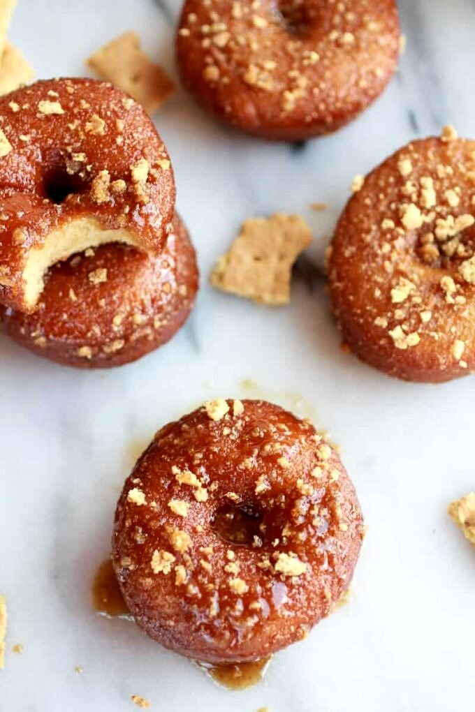 Mini Brown Sugar Glazed Graham Cracker Doughnuts - Half Baked Harvest