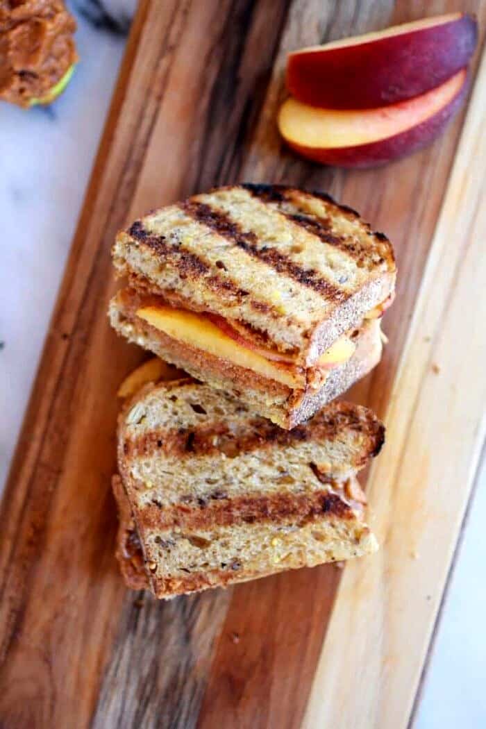 Chipotle Honey Roasted Peanut Butter and Peach Grilled Sandwich - Half ...