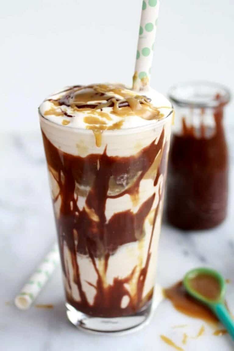 Butterscotch Milkshakes with Chocolate Peanut Butter Hot Fudge - Half ...