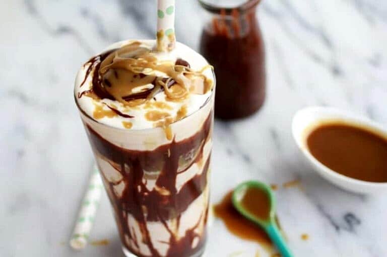 Butterscotch Milkshakes with Chocolate Peanut Butter Hot Fudge - Half ...