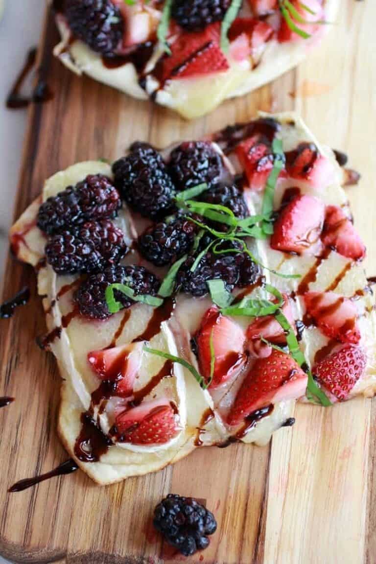 Grilled Blackberry, Strawberry, Basil and Brie Pizza Crisps - Half ...