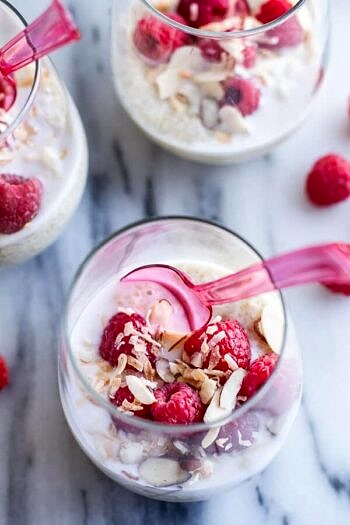 Vanilla Bean Coconut Quinoa Pudding with Honey Drizzled Raspberries ...