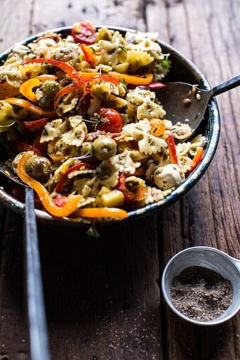 Everything But the Kitchen Sink Pasta Salad | HBH