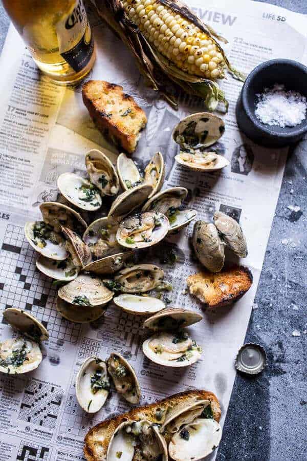 Grilled Clams with Charred Jalapeño Basil Butter | HBH