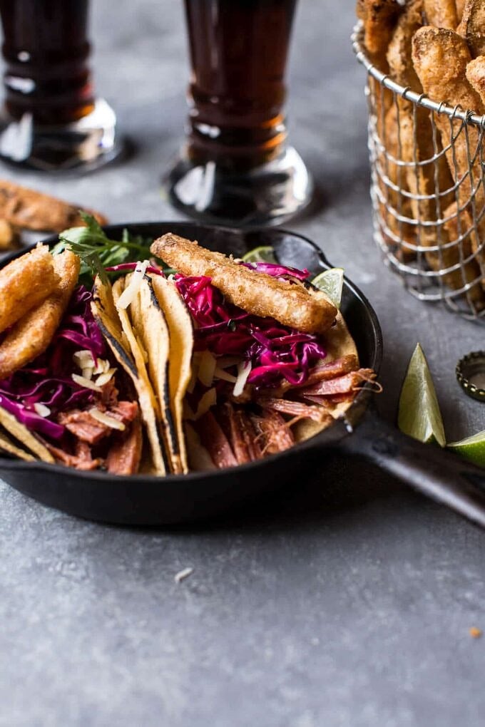 Corned Beef Tacos with Beer Battered Fries. - Half Baked Harvest