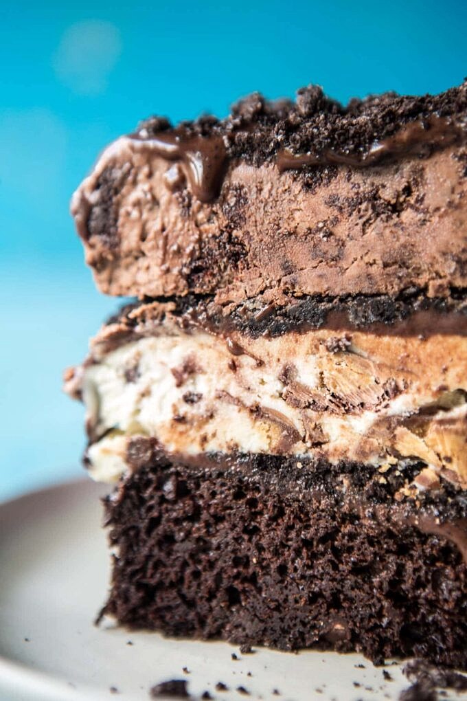 Triple Layer Chocolate Fudge Ice Cream Cake. - Half Baked Harvest