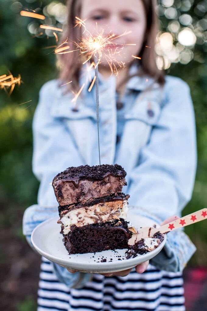 Triple Layer Chocolate Fudge Ice Cream Cake. - Half Baked Harvest