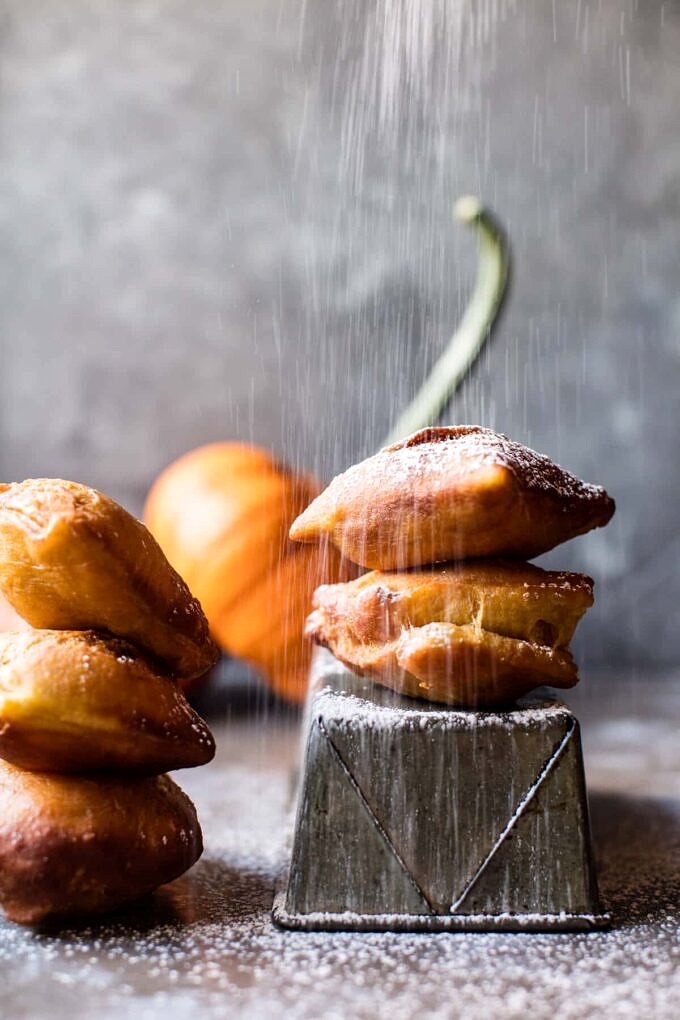 Nutella Stuffed Pumpkin Beignets. - Half Baked Harvest