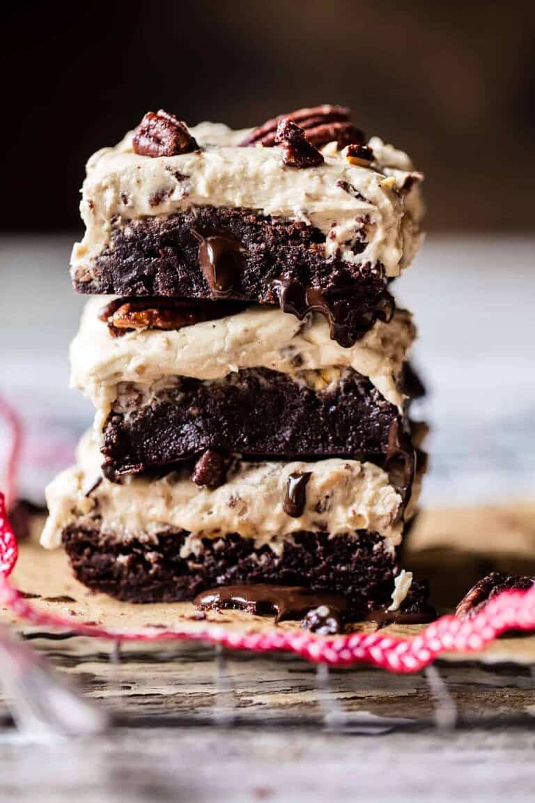 Butter Pecan Frosted Fudge Brownies. - Half Baked Harvest
