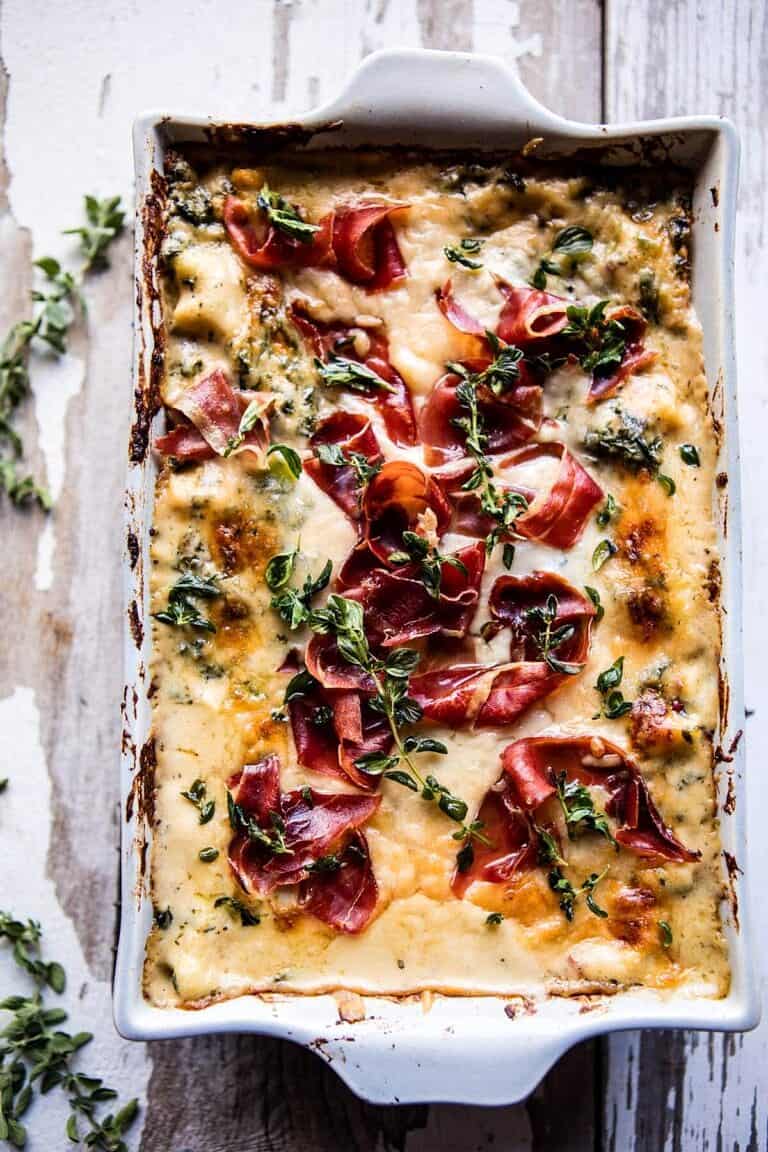 Crispy Prosciutto Cheesy White Lasagna. - Half Baked Harvest