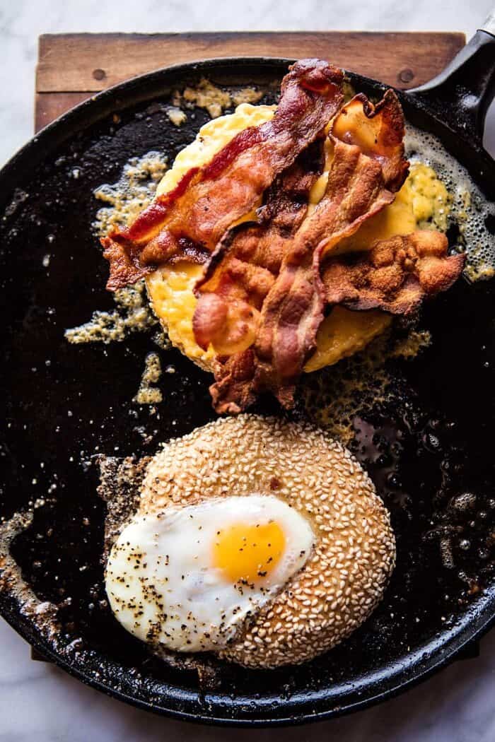 Egg in a Hole Avocado, Bacon, Egg and Cheese Bagel. - Half Baked Harvest