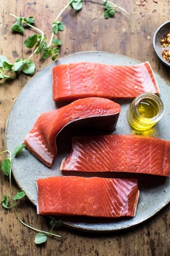 Sicilian Style Salmon with Garlic Broccoli and Tomatoes. - Half Baked ...
