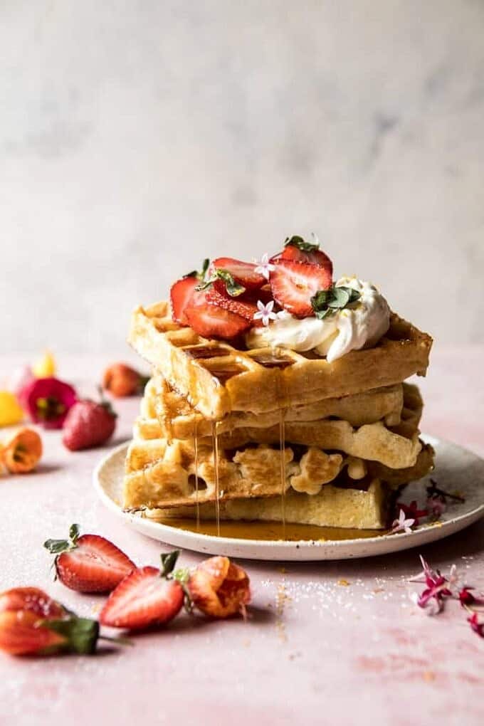 Overnight Waffles with Whipped Meyer Lemon Cream and Strawberries ...