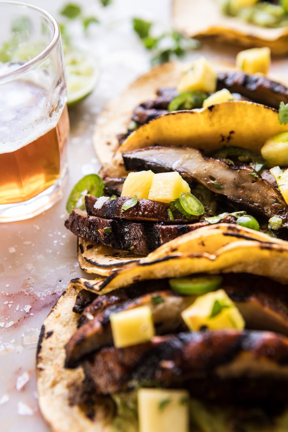 Asada Mushroom Tacos with Lime Smashed Avocado. - Half Baked Harvest