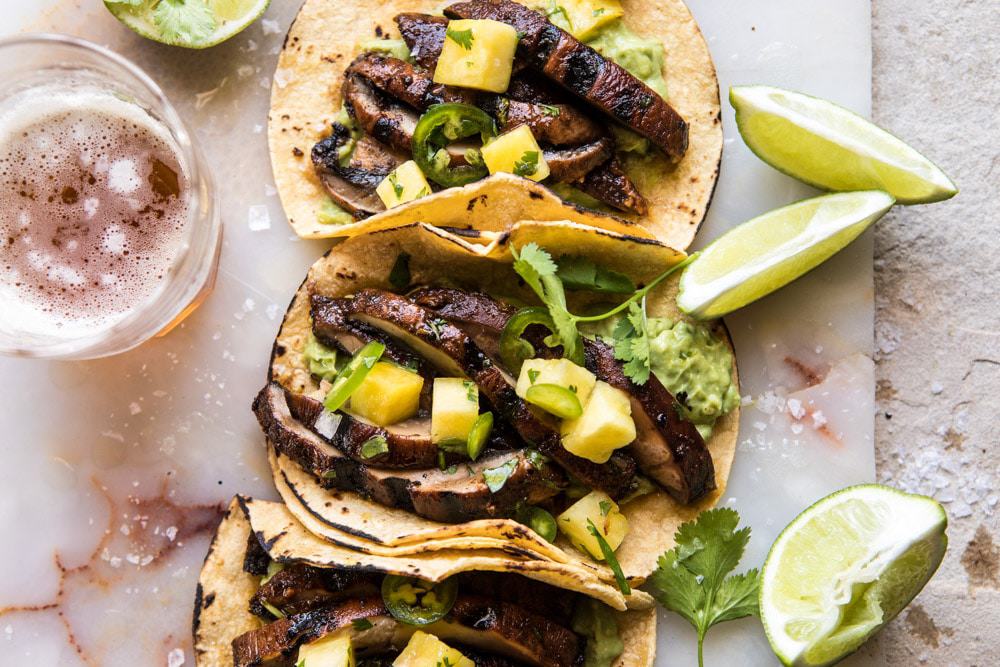 Asada Mushroom Tacos with Lime Smashed Avocado. - Half Baked Harvest