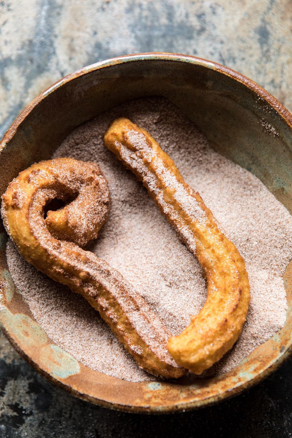 Easy Cinnamon Churros with Coffee Chocolate Sauce. - Half Baked Harvest