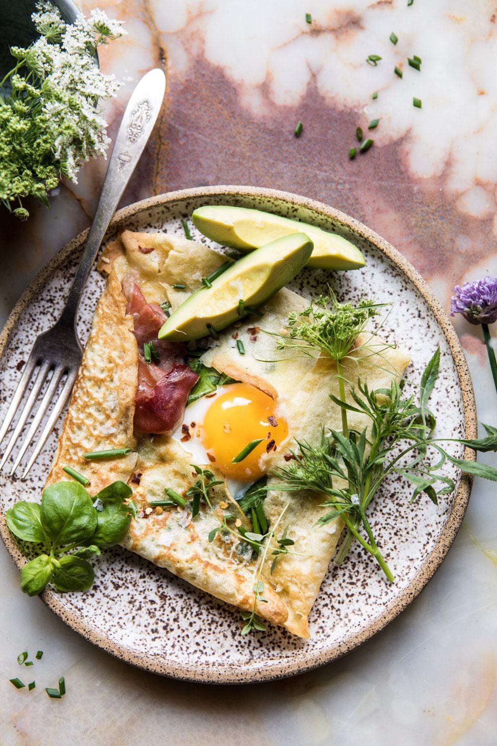 Baked Egg Crepes with Spring Herbs and Avocado. - Half Baked Harvest