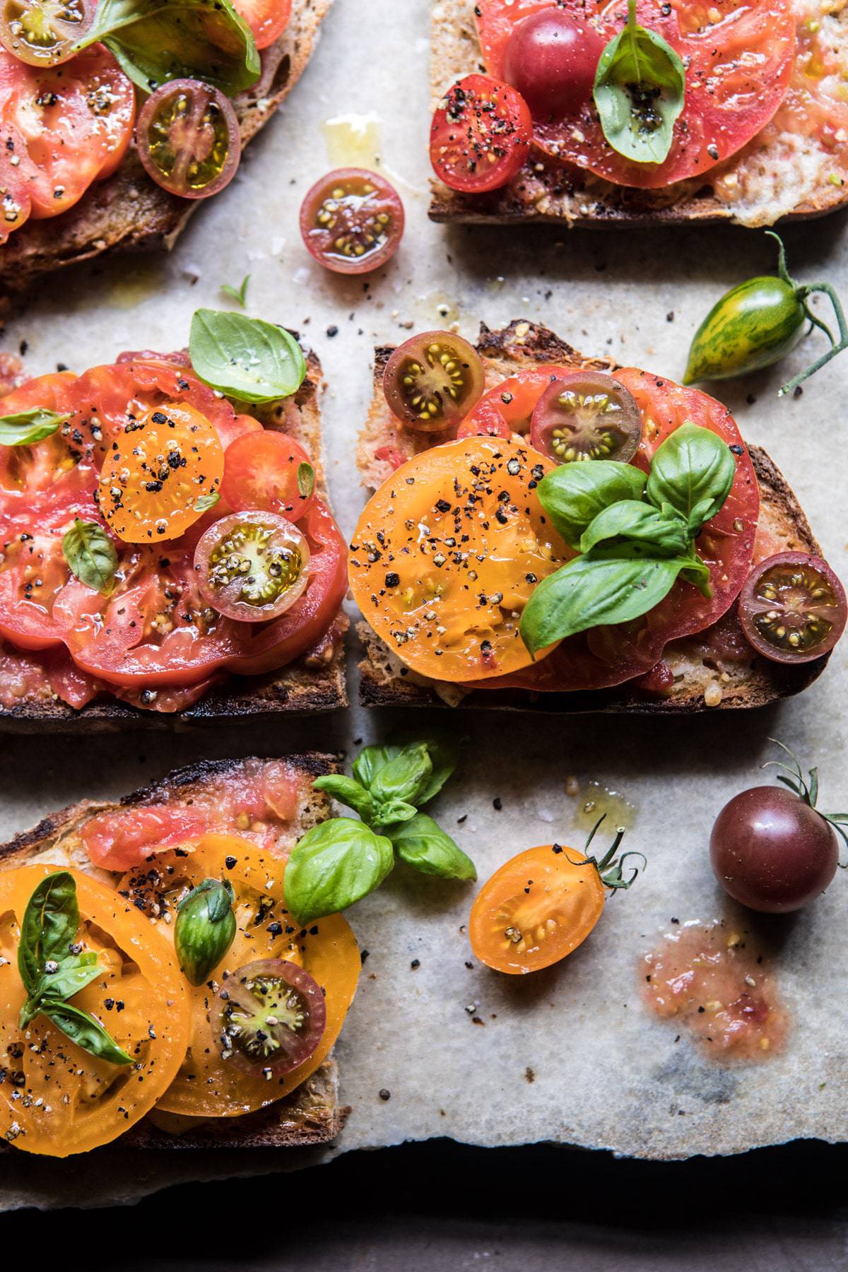 Heirloom Tomato, Basil, and Manchego Toast. - Half Baked Harvest