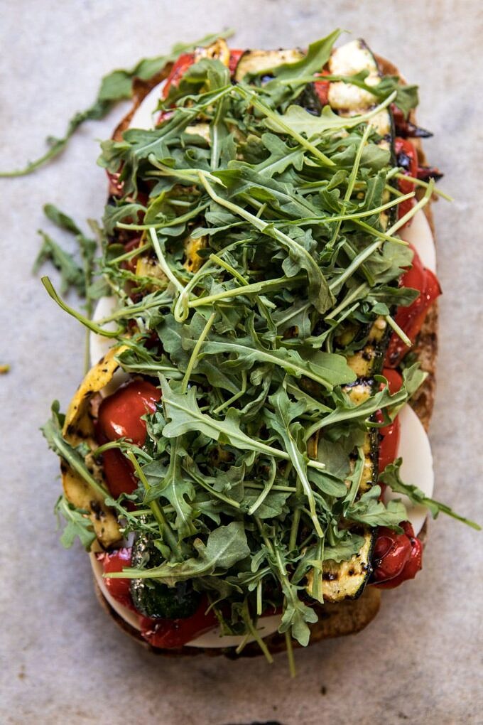 Marinated Veggie Cheese Sandwich with Sun-Dried Tomato Pesto. - Half ...
