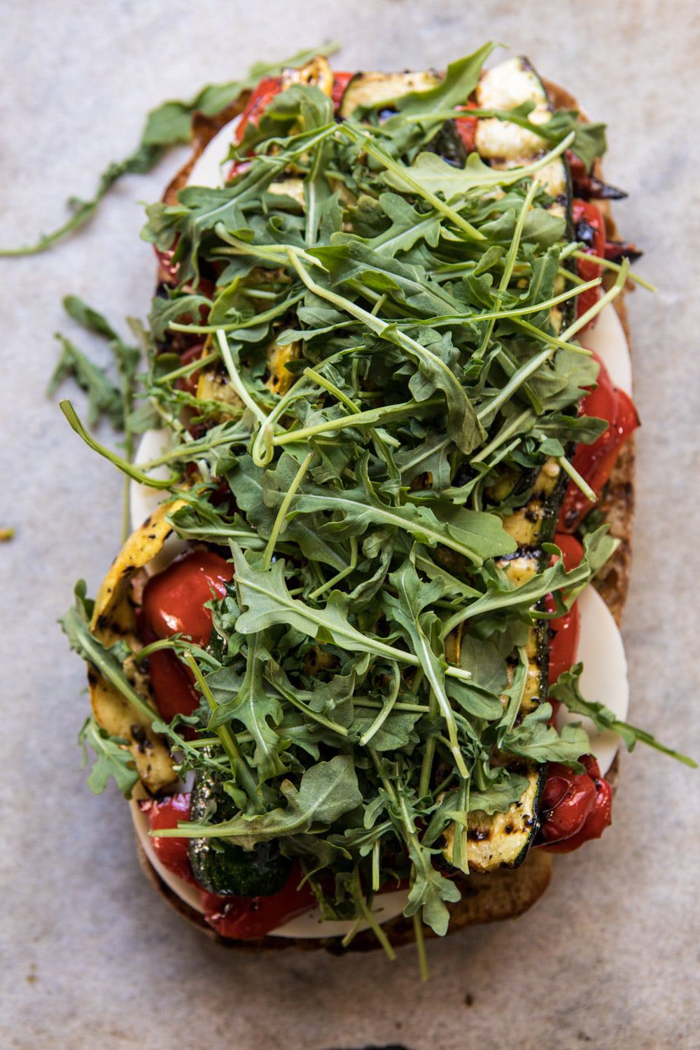 Marinated Veggie Cheese Sandwich with Sun-Dried Tomato Pesto. - Half ...