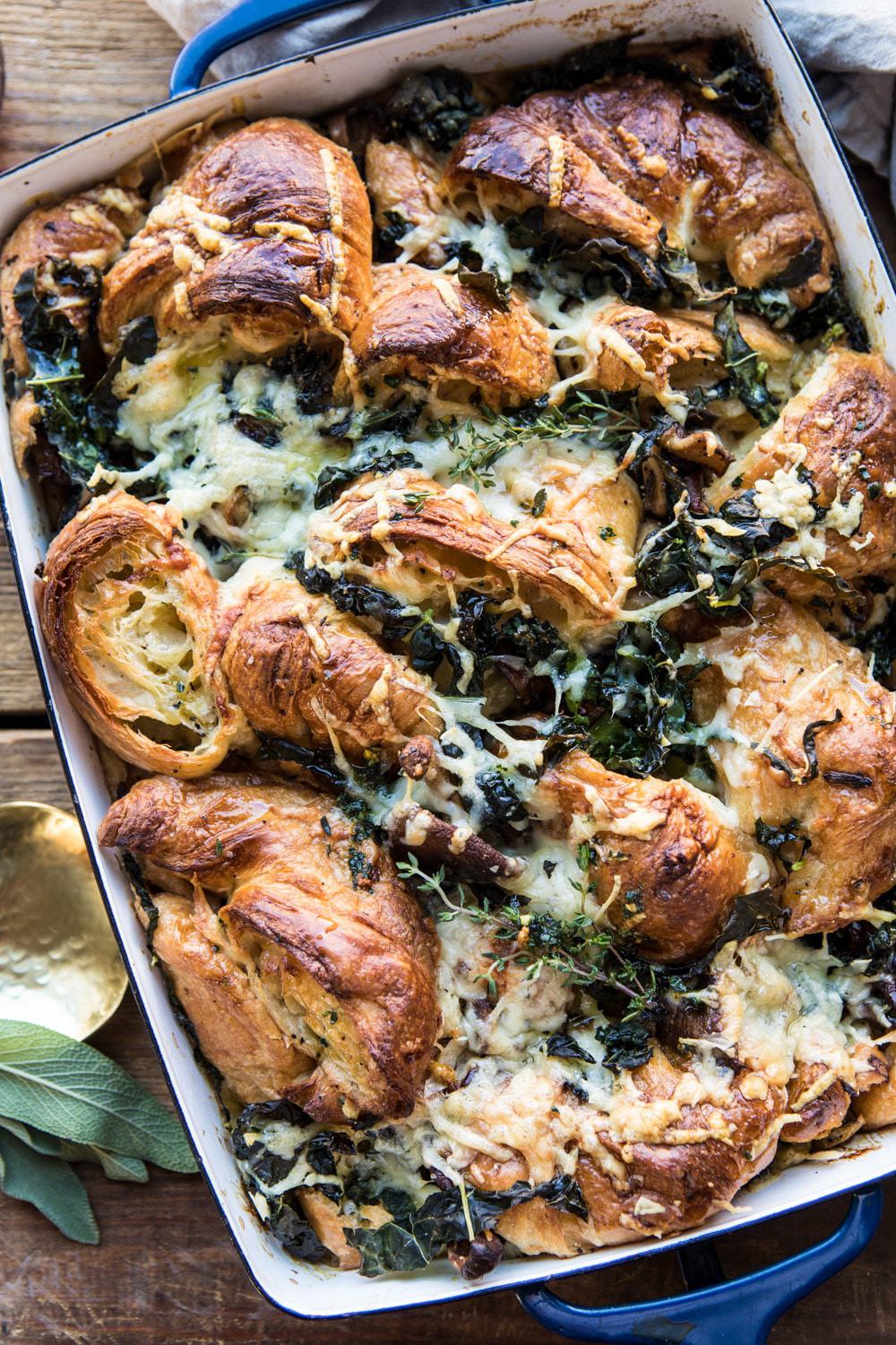 Herby Mushroom Croissant Stuffing. - Half Baked Harvest