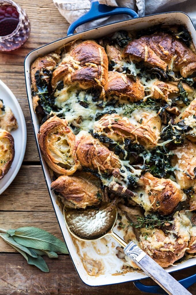 Herby Mushroom Croissant Stuffing. - Half Baked Harvest