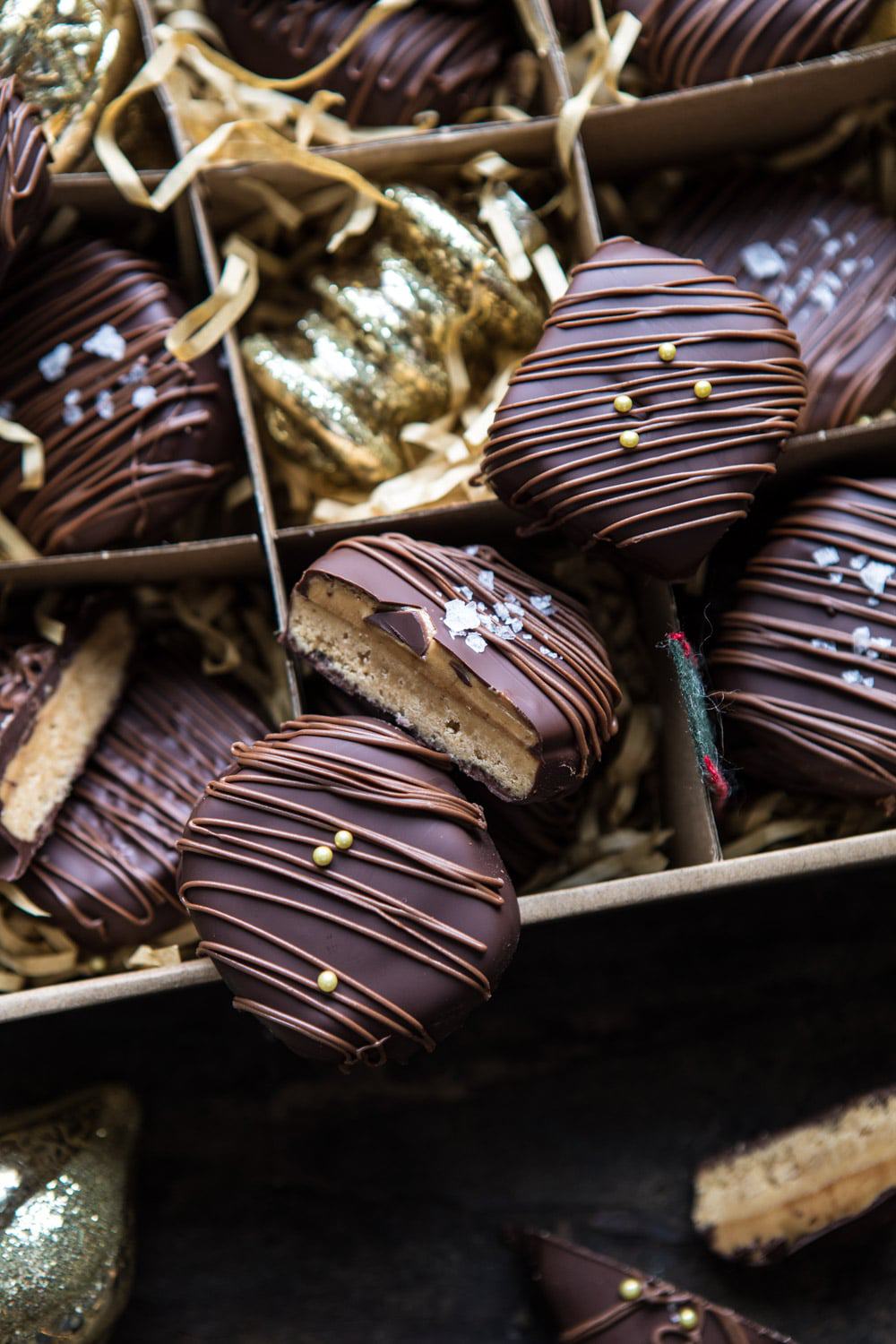 Slice n' Bake Chocolate Covered Peanut Butter Cookies. - Half Baked Harvest