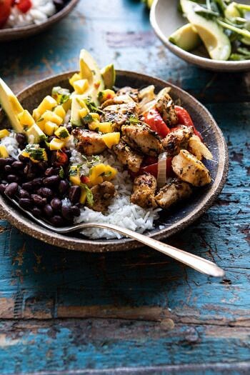 Sheet Pan Cuban Chicken and Black Bean Rice Bowl. - Half Baked Harvest