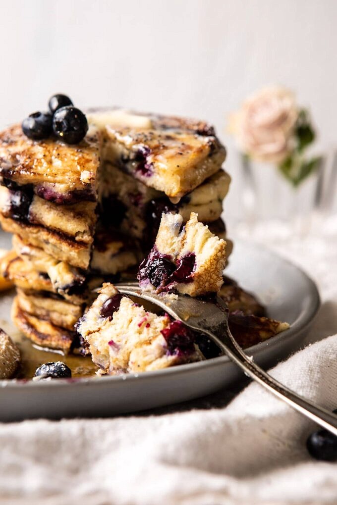 Blueberry Lemon Ricotta Pancakes. - Half Baked Harvest