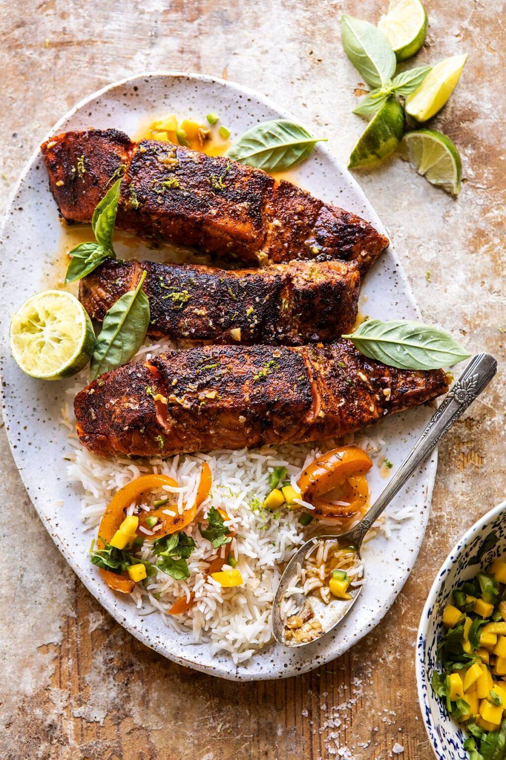 Cilantro Lime Salmon with Mango Salsa. - Half Baked Harvest