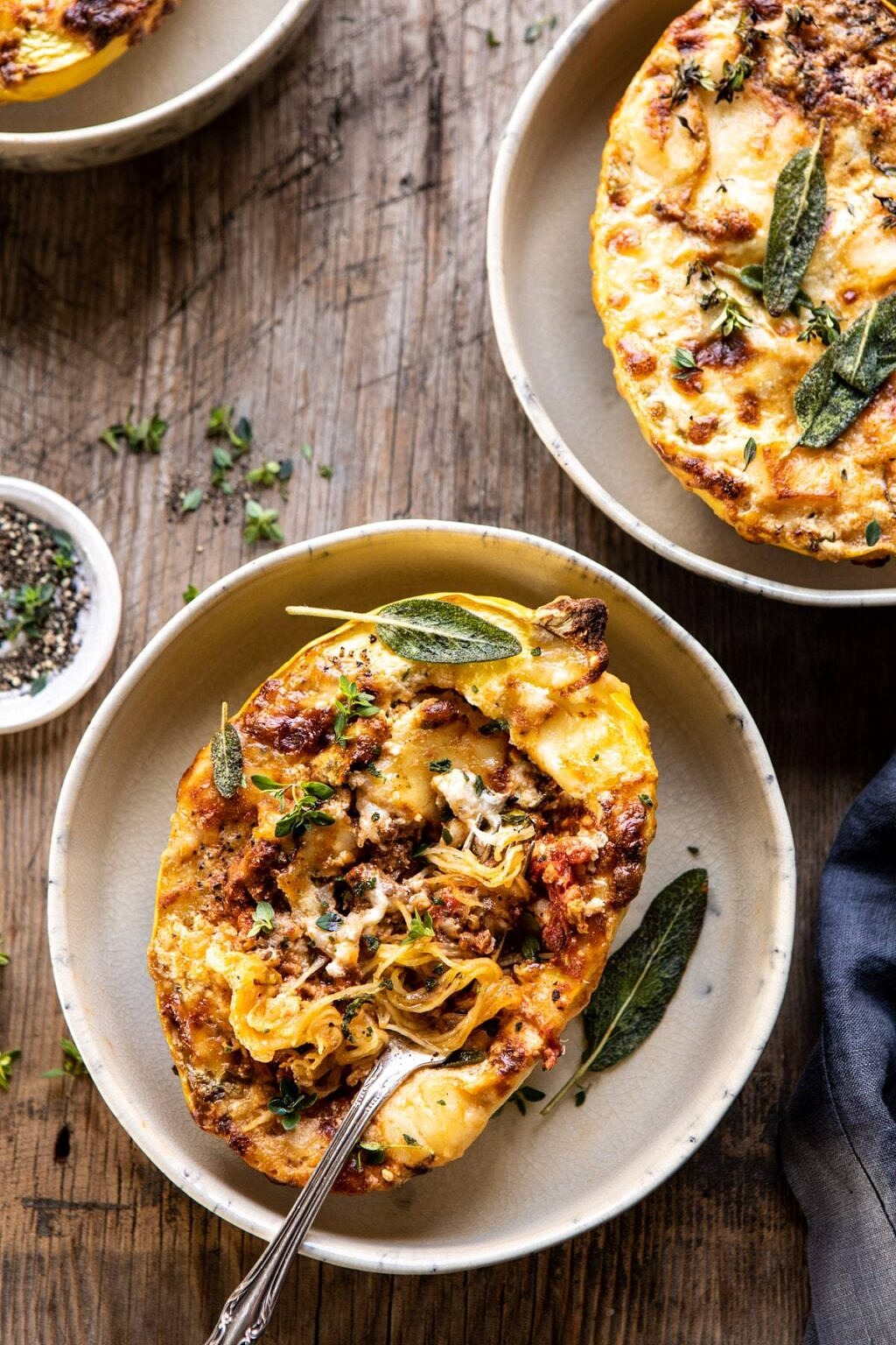 Roasted Garlic Spaghetti Squash Lasagna Boats. - Half Baked Harvest
