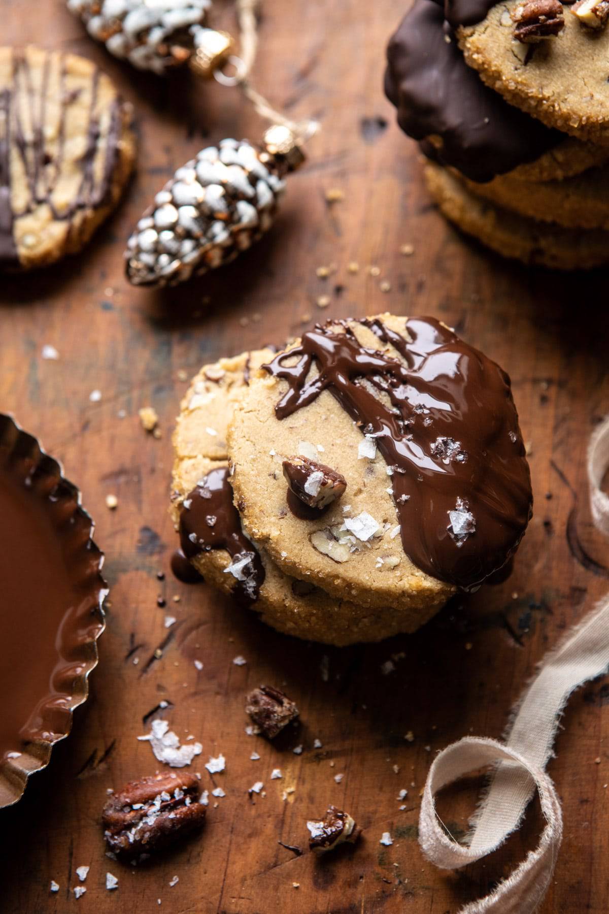 Slice n' Bake Salted Chocolate Butter Pecan Cookies. - Half Baked Harvest