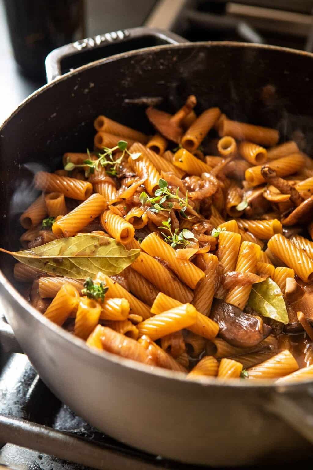 One Pot Creamy French Onion Pasta Bake. - Half Baked Harvest