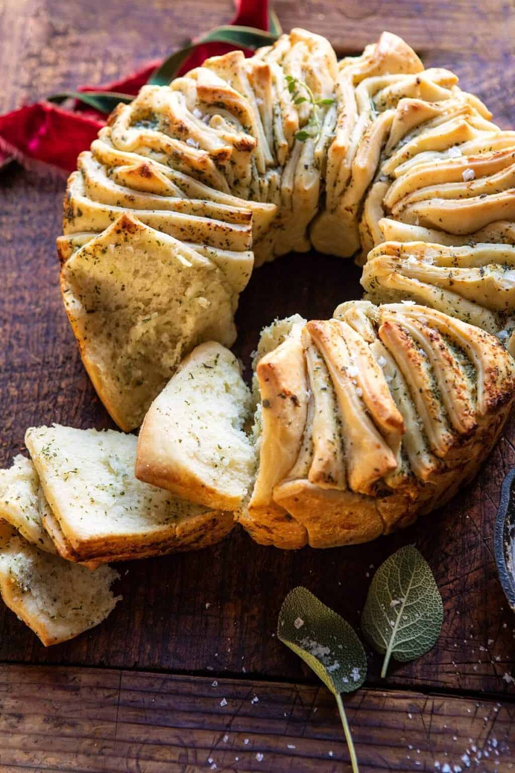 Pull-Apart Garlic Butter Bread Wreath. - Half Baked Harvest