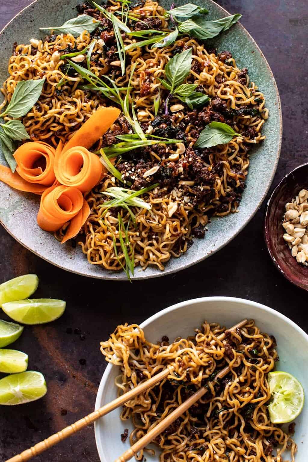 30 Minute Caramelized Shallot Beef Ramen Noodles. - Half Baked Harvest