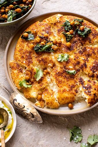 Crispy Persian Rice (Tahdig) with Spiced Golden Chickpeas - Half Baked ...