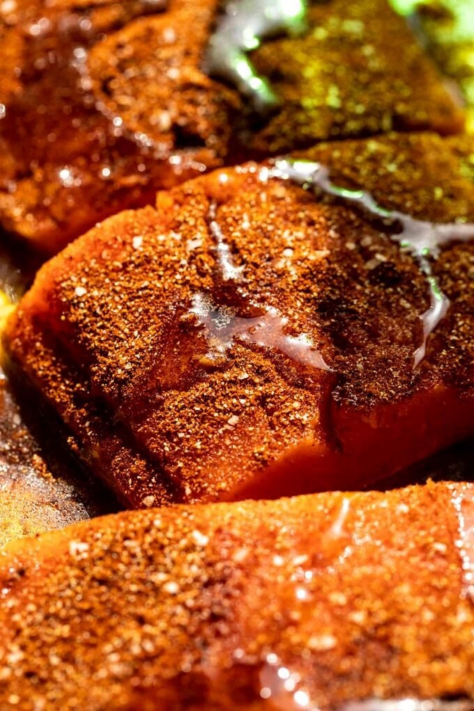 Sheet Pan Chipotle Salmon with Cilantro Lime Special Sauce. - Half ...