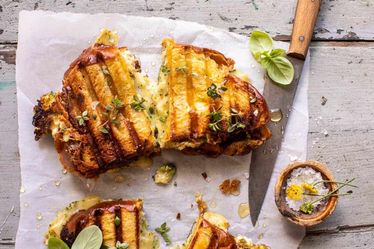 Artichoke and Broccoli Pesto Brie Panini with Thyme Honey. - Half Baked ...