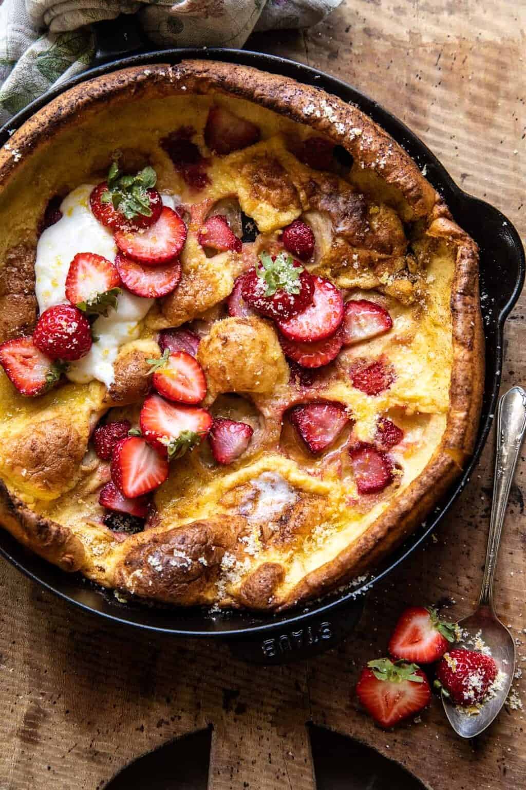 Lemon Strawberry Dutch Baby With Ricotta Cream Half Baked Harvest