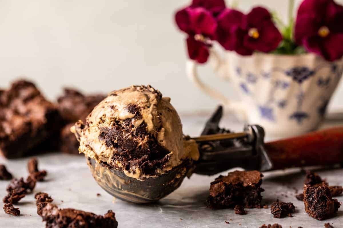 No Churn Fudge Brownie Coffee Ice Cream. - Half Baked Harvest
