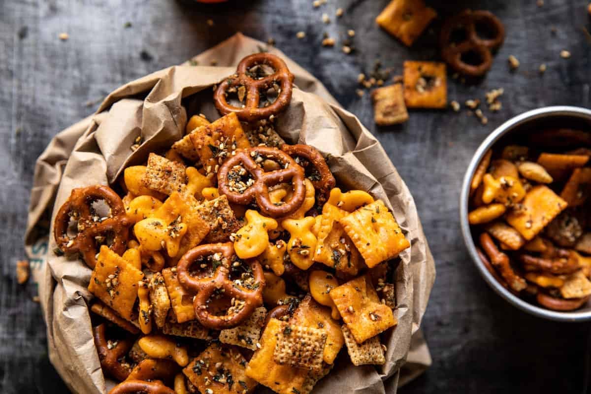 Everything Ranch Cheese and Pretzel Snack Mix. - Half Baked Harvest